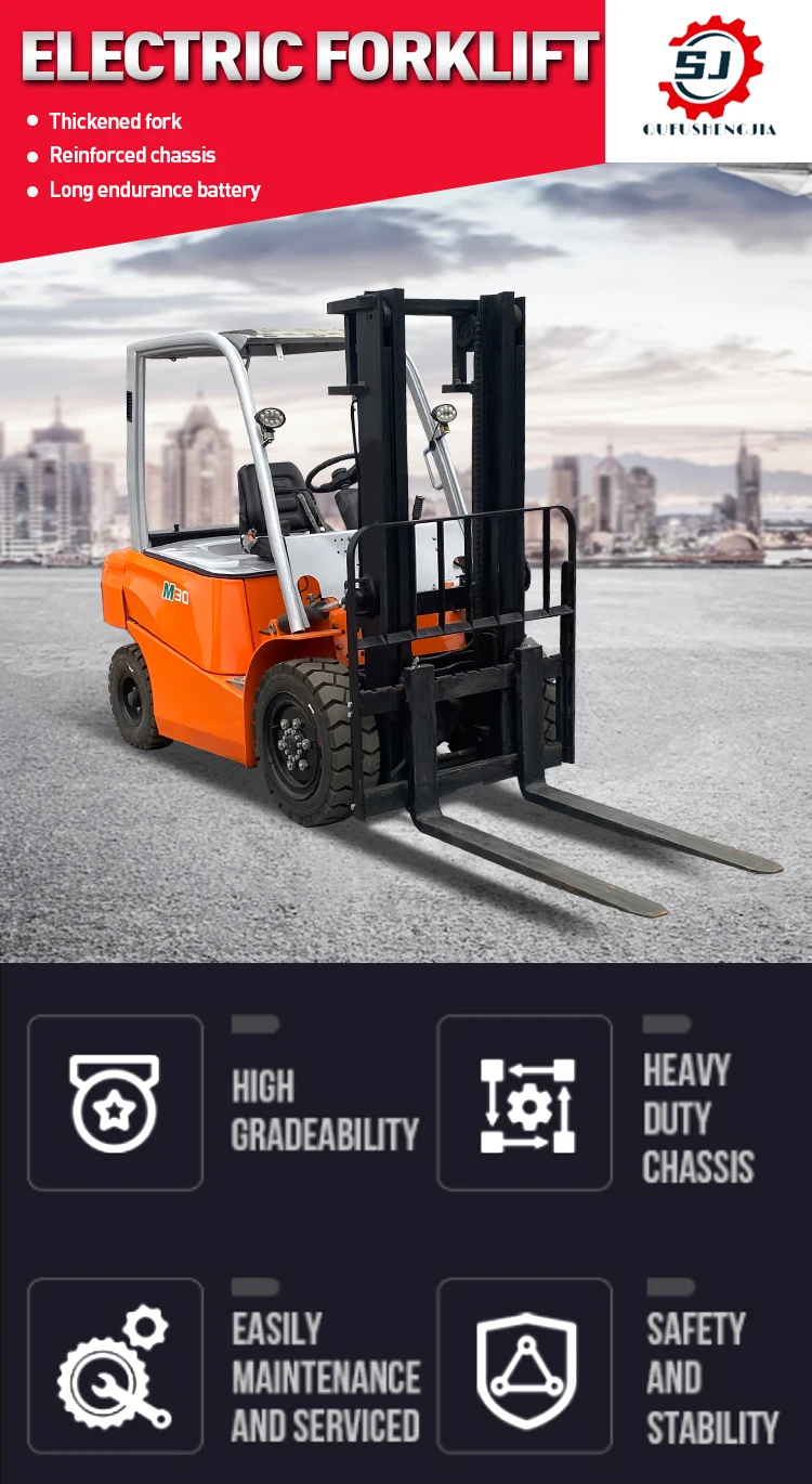 Full Electric Forklift 1ton 1.5ton 2ton 3 Ton Lifting Height 3meters 4m ...