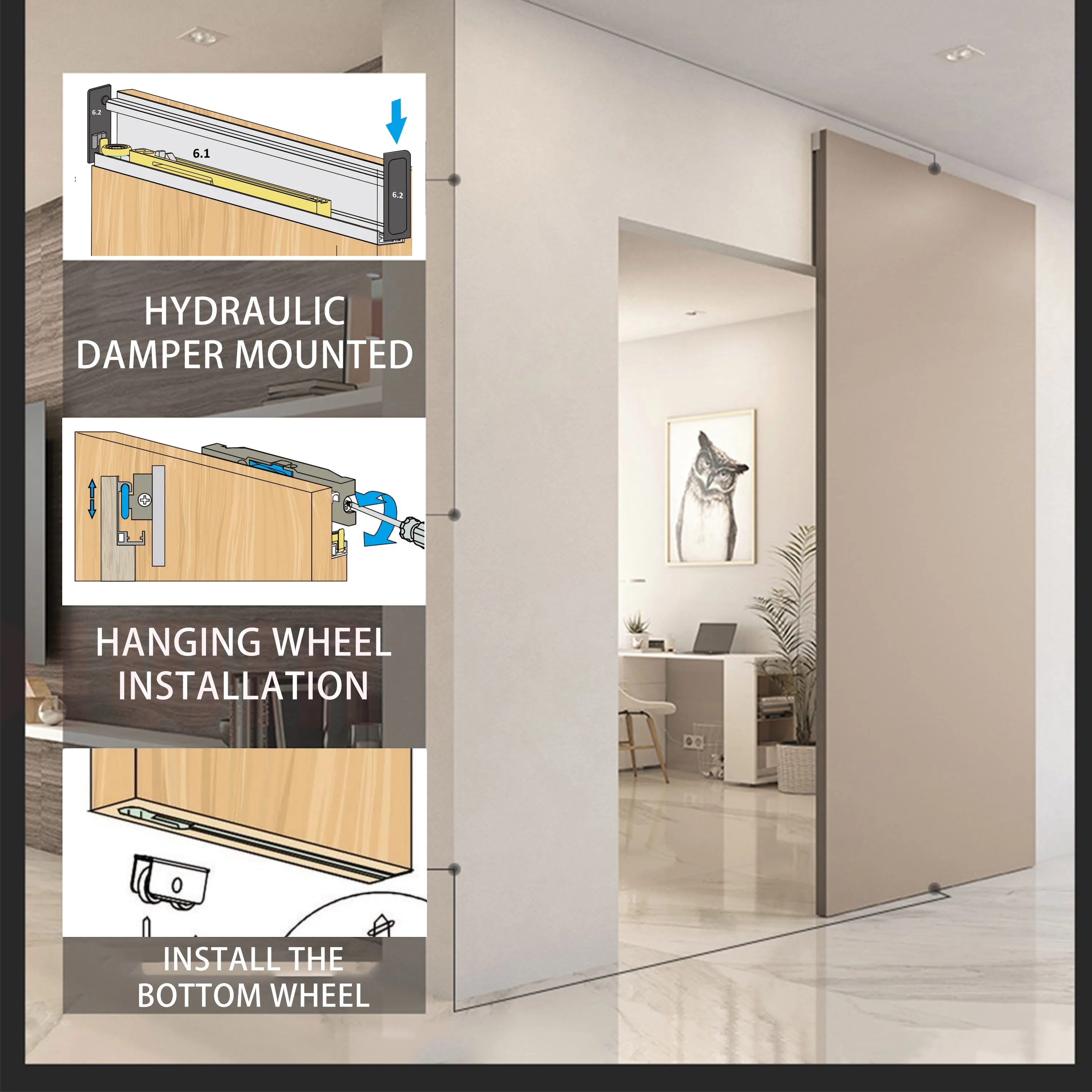 Invisible Track Sliding Door System for Modern Kitchens