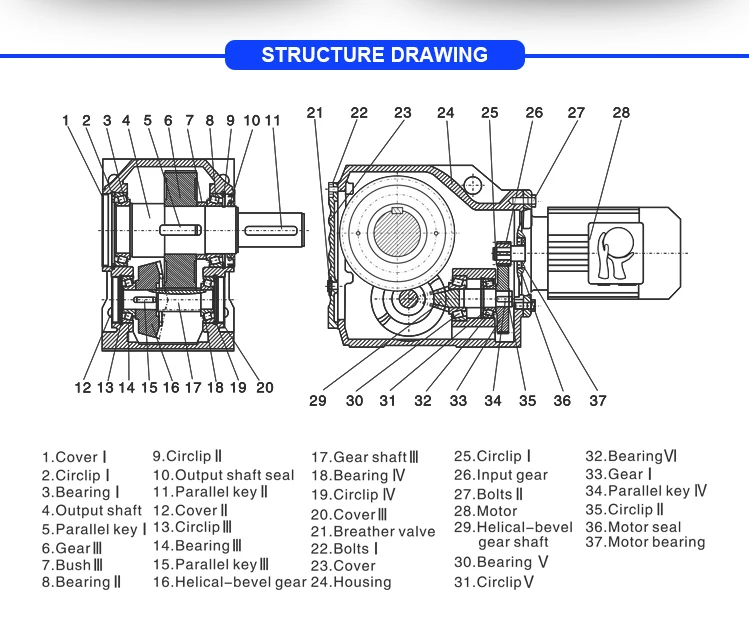 K Series Spiral Bevel Gear Reducer For Plastic Production Line - Buy ...