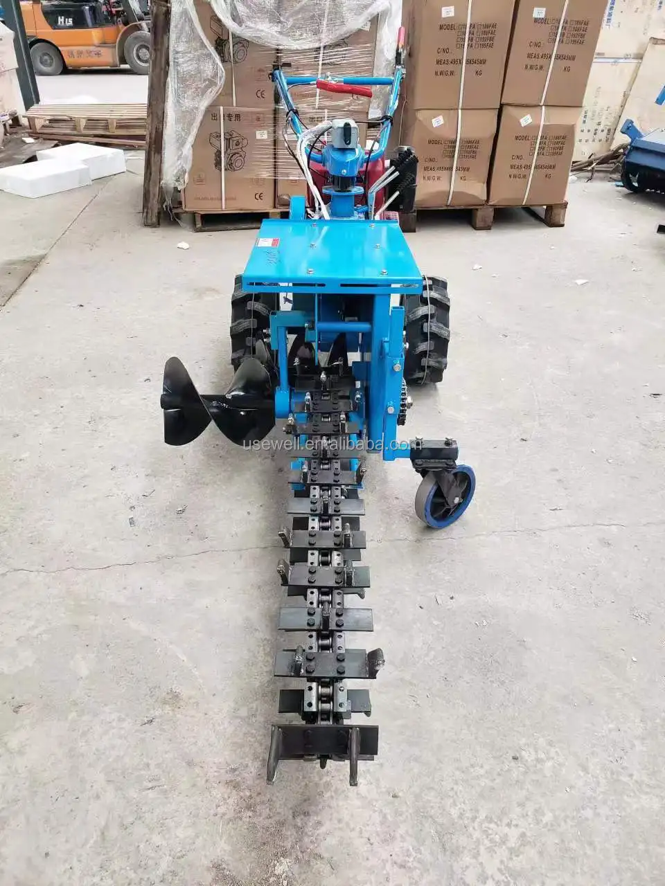 Trencher Ditcher Single Double Chain Ditch Digging Machine Hand-plush ...