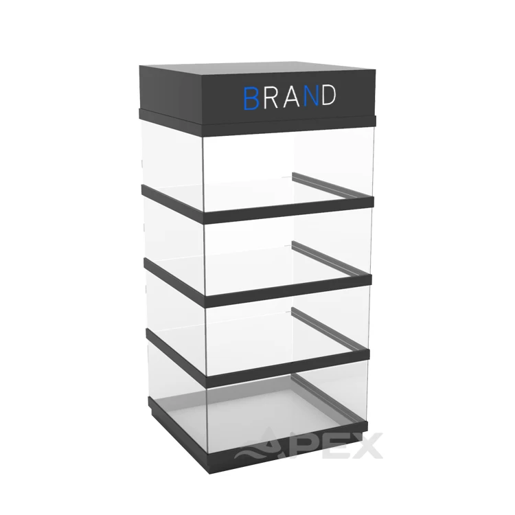 Apex Knock Down Acrylic Display Stand 5 Layers Black Frame Smoke Shop ...