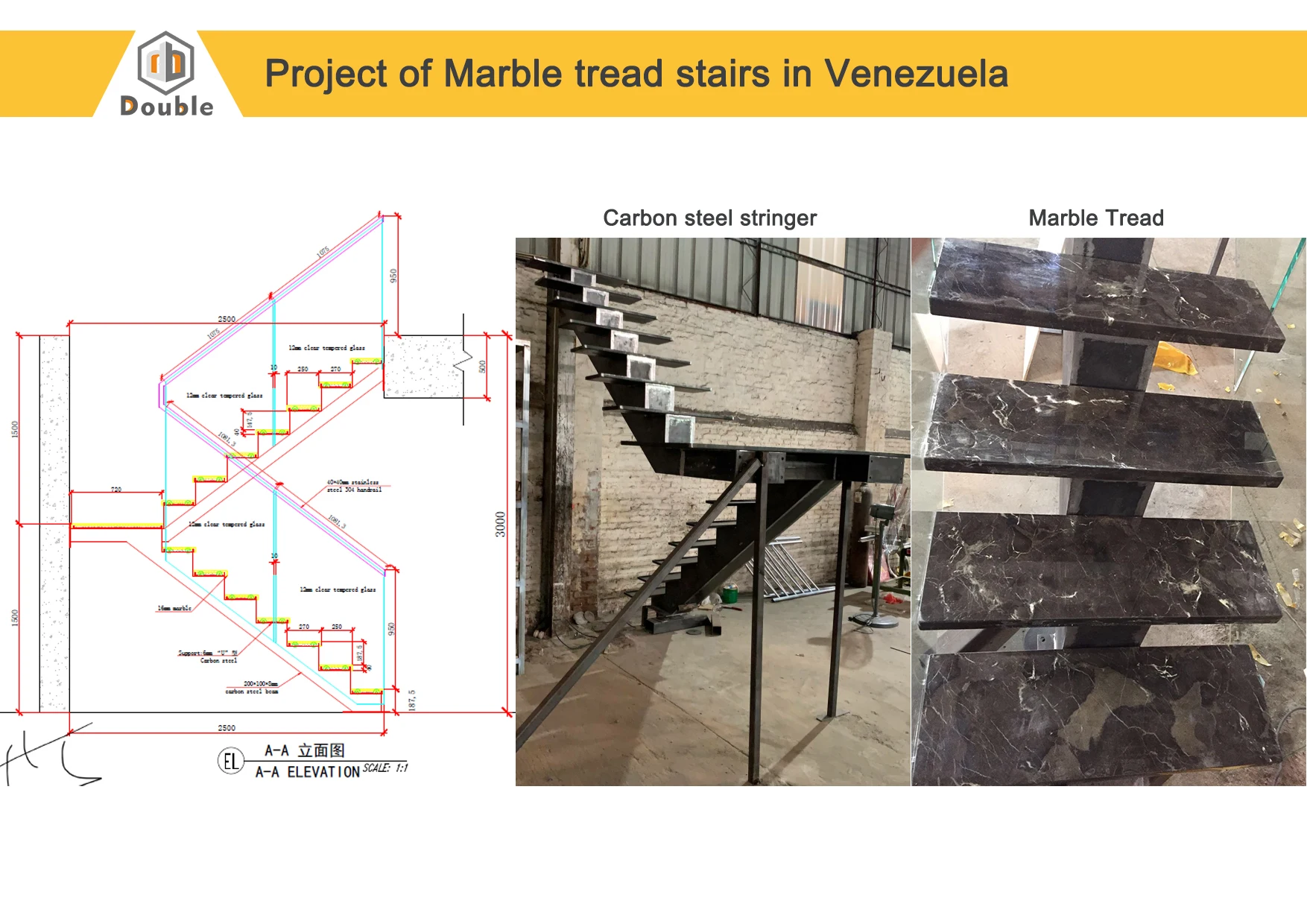Luxury Modern Marble Stairs with Glass Railing - Durable Floating ...