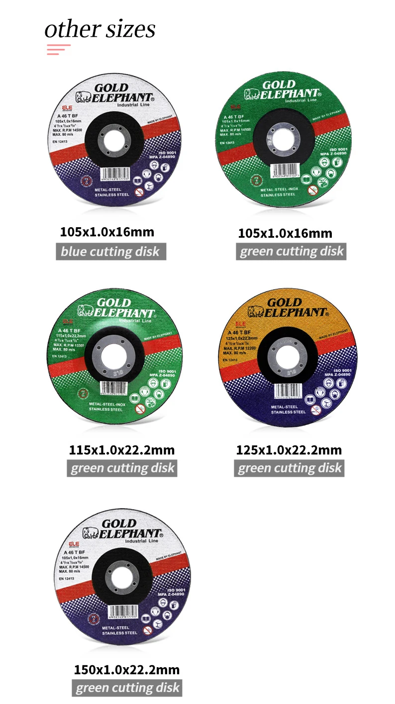 Gold Elephant Accepting Oem Sharp And Durable 4-inch Cutting Disc 115x1 ...