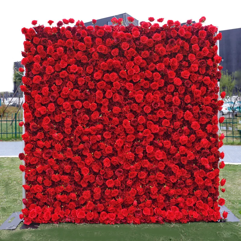 Yopin 215 Wedding Decoration Stage Red Flower Wall Backdrop Cloth ...