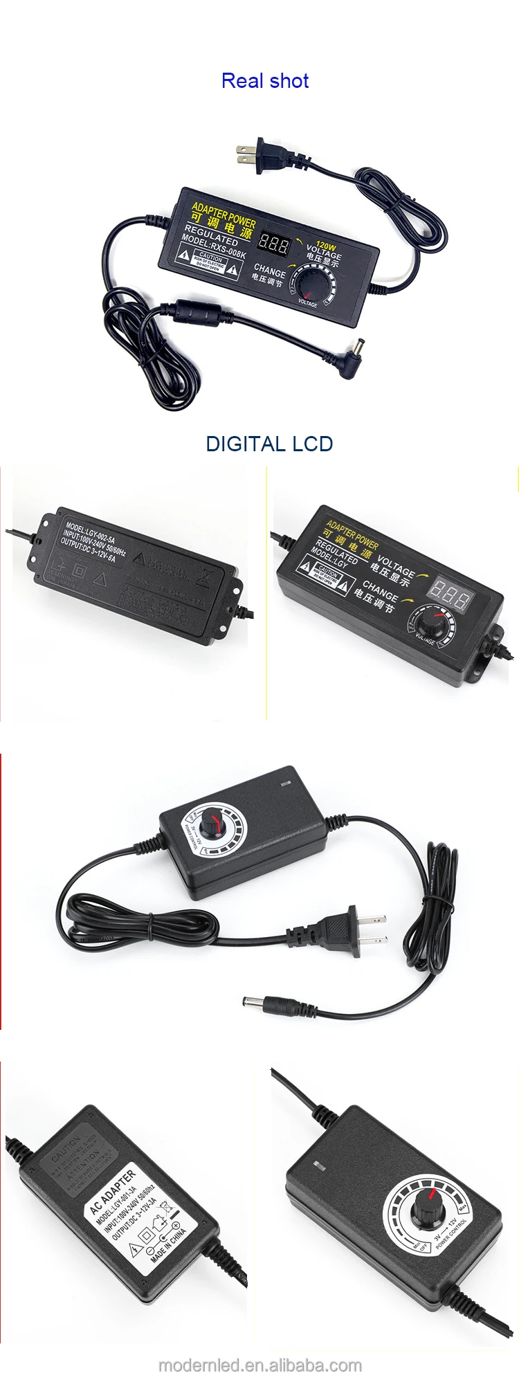 5-24v Adjustable Power Adapter 18-36V 3A Universal AC DC Power Supply ...