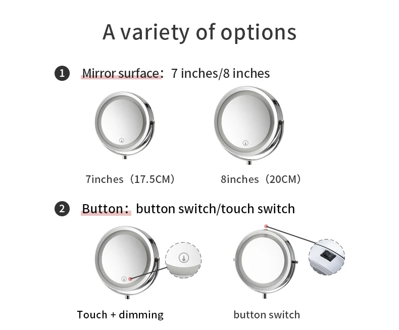 360 Degree Custom Stand Led Lighted Round Vanity Mirror Desktop Beauty ...