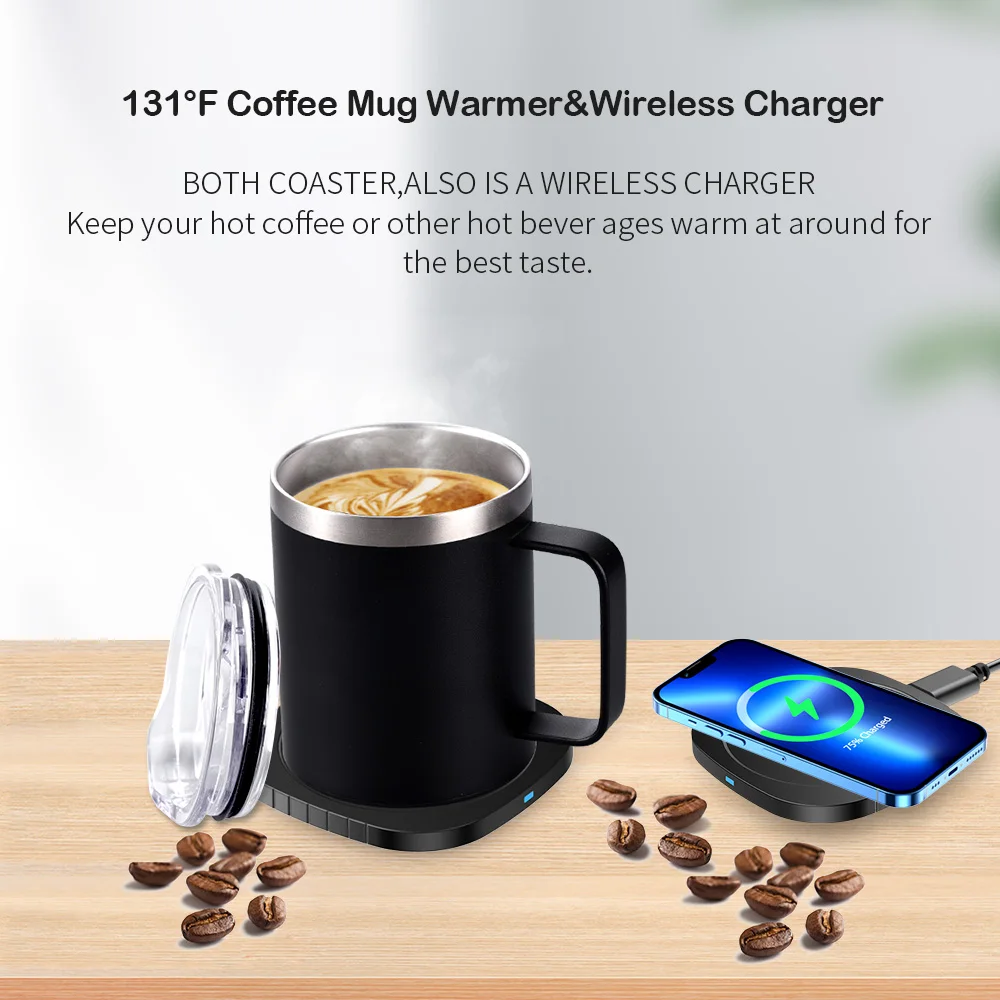 55 Degree Self Heating Coffee Tumbler with Wireless Charger