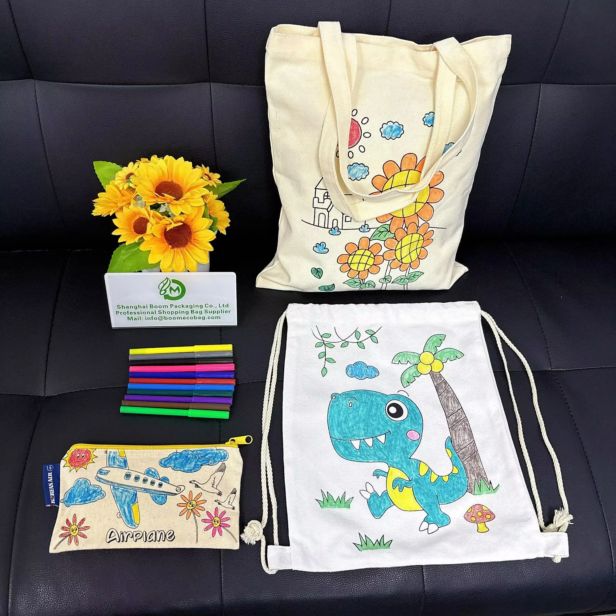 Color Your Own DIY Coloring Pencil Case Canvas Pencil Zipper Pouch ...
