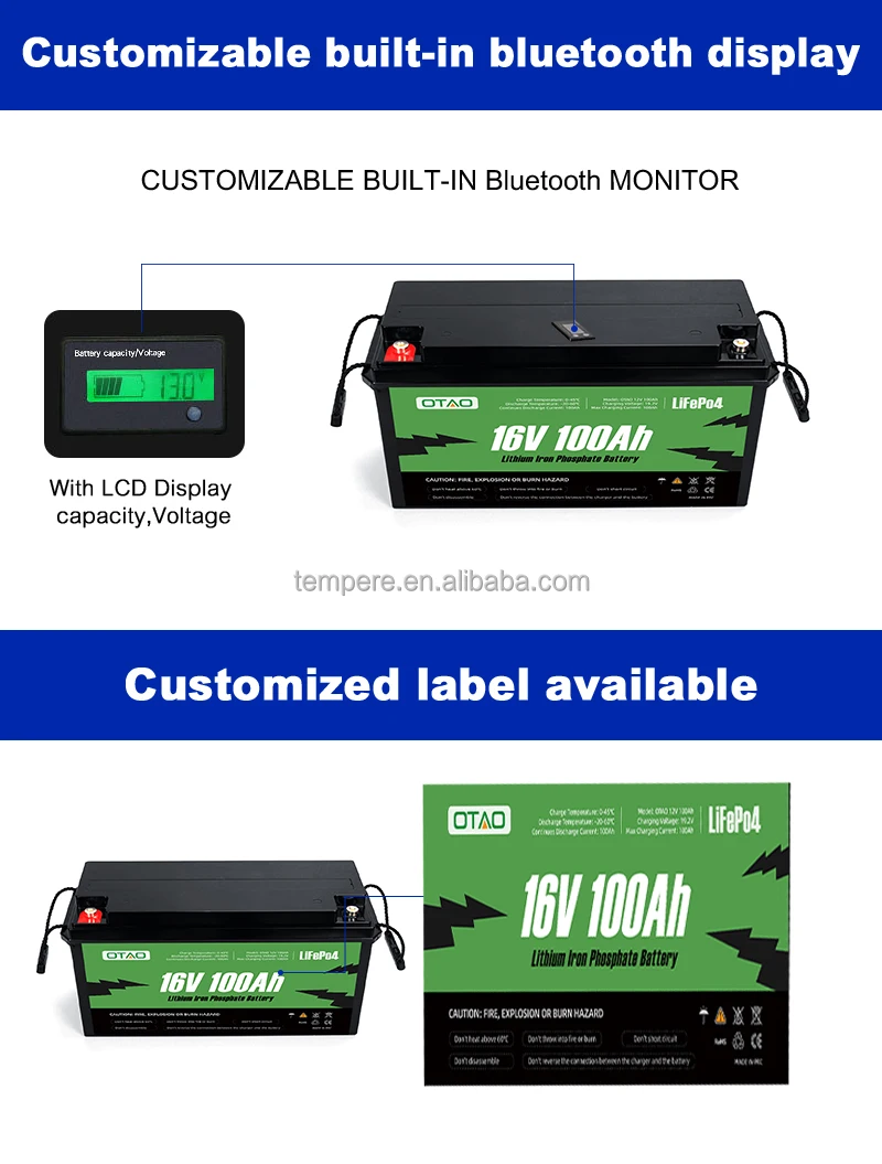 Otao Lithium Ion Battery Pack Home Power Station 12v 16v 24v 48v 100ah 200ah Lifepo4 Cell ...