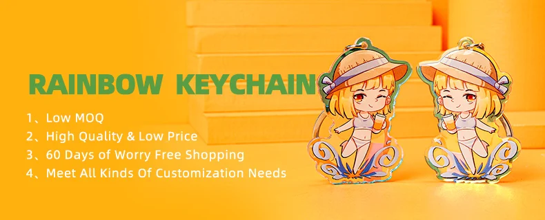 Promotional Printing Plastic Keychain rainbow Transparent Acrylic Charm ...