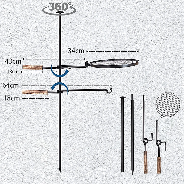 JH-Mech Adjustable Swivel Grill for Outdoor Barbecue Over Open Fire BBQ ...