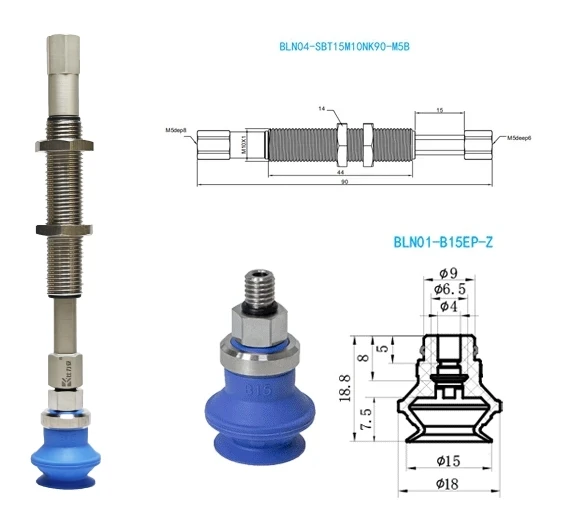 Industrial Small Vertical Inlet Vacuum Pad Pneumatic Buffer Support ...