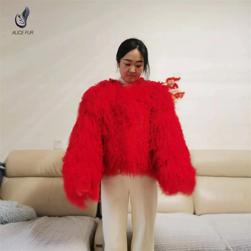 Luxury Thick Fluffy Short Mongolian Fur Jacket Women Winter Fashion ...