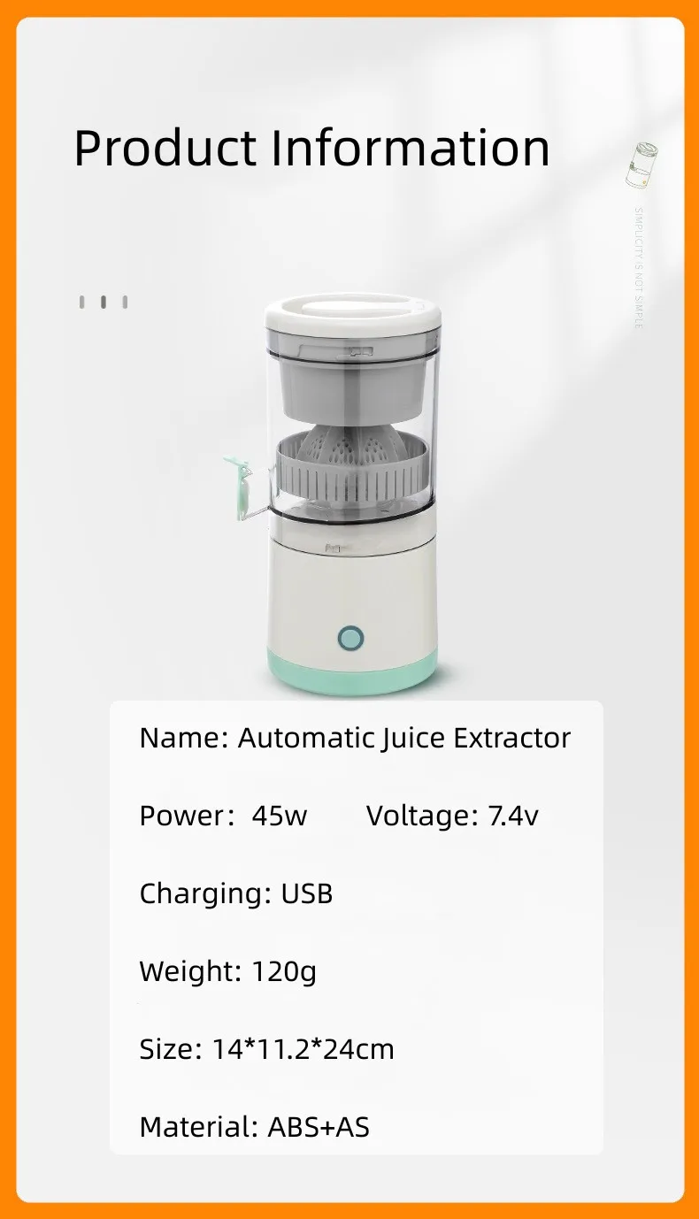 Automatic Home Juicer Fruit Fresh Orange Original Juicer 360 Degree ...