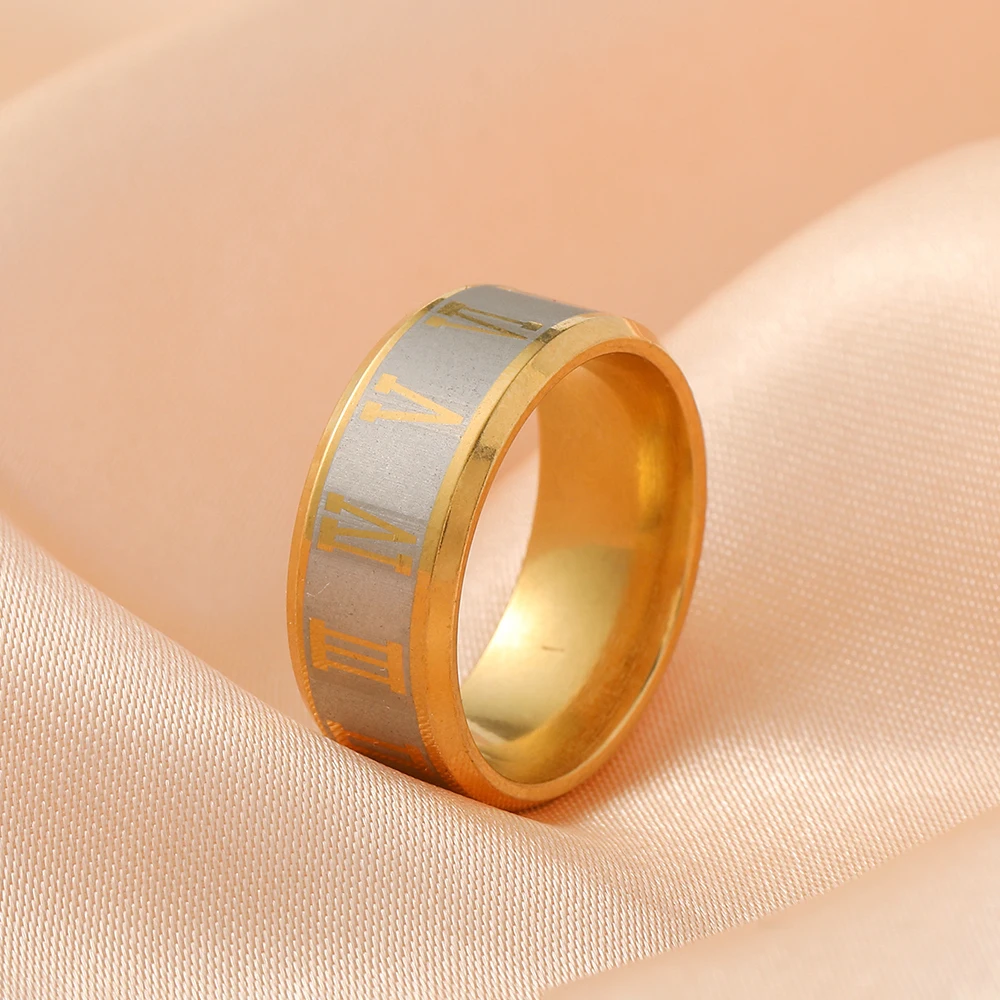 Explosive Gold Ring Stainless Steel Roman Numeral Ring - Buy Men's And ...