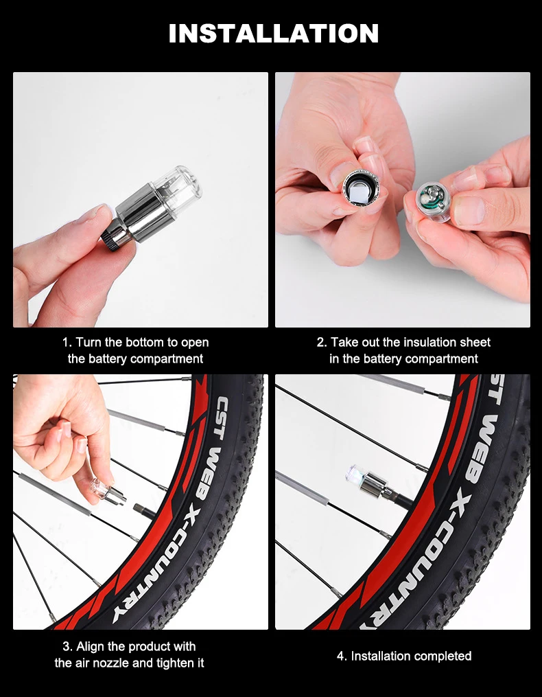 Decoration Firefly Tire Valves Lamp Cycling Light Rechargeable Luces ...