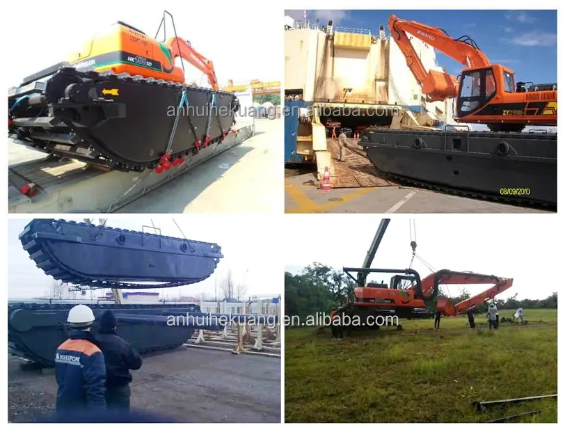 Factory Of Amphibious Excavator With Additional Side Pontoon And ...