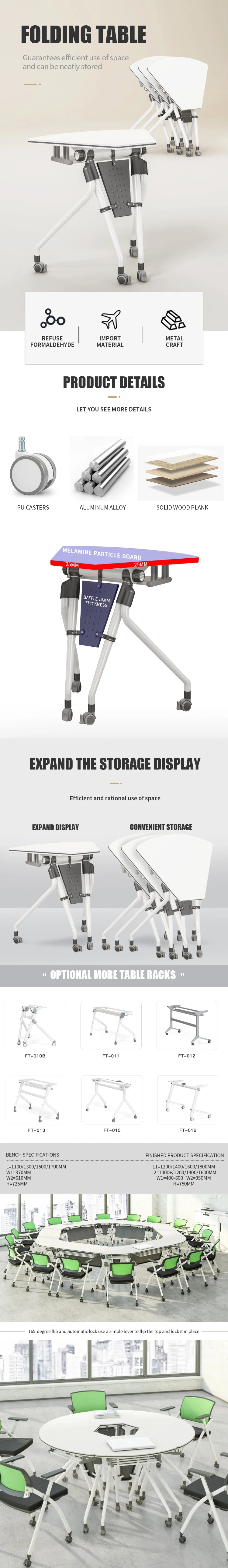 Adjustable Folding School Desk with Wheels & Customizable OEM