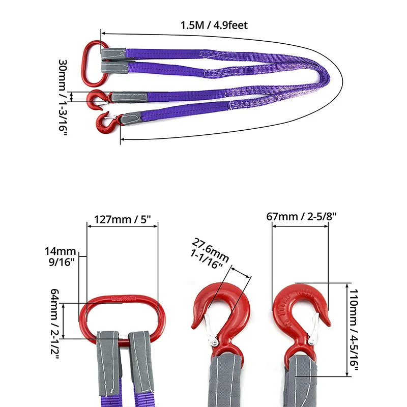 4.92ft 4409lb Capacity Steel Sling Two Leg Bridle Web Sling - Buy Nylon Webbing Sling,Nylon ...
