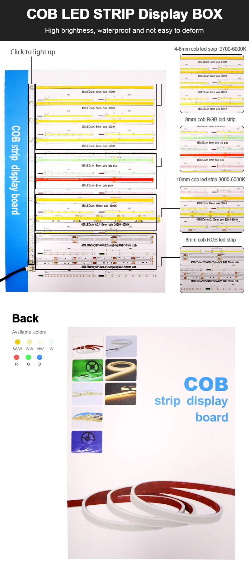 New Customized Cob Led Strip Show Box 12/24v Dc Display Case Mini Led ...
