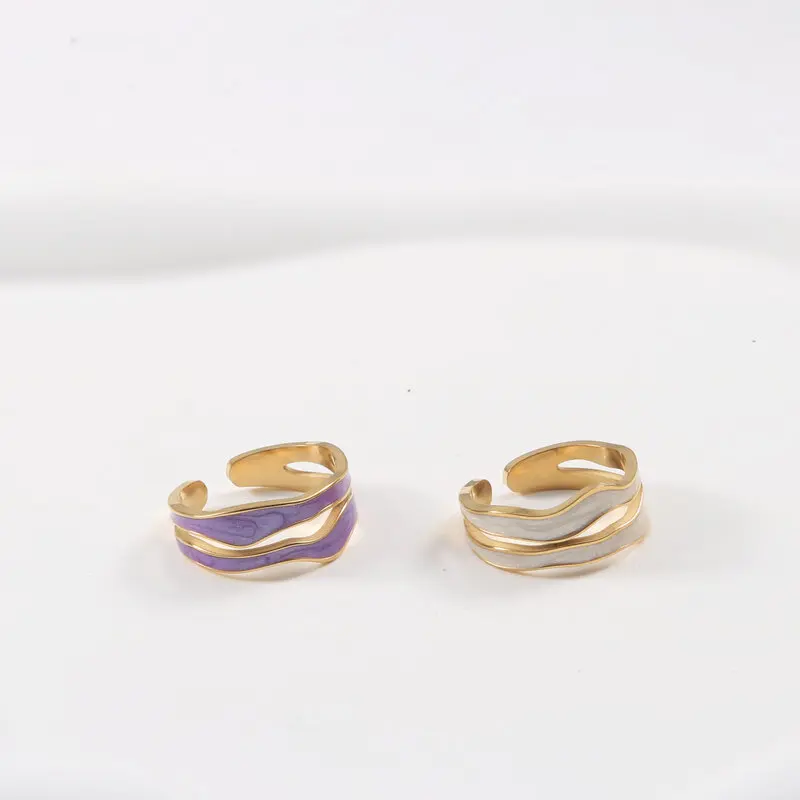 Stainless Steel Ring Waterproof Dripping Oil Jewelry 18k Gold Plated ...