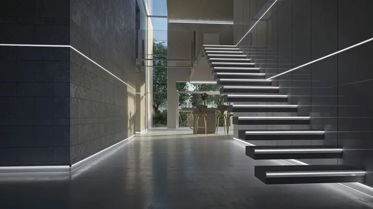 Aluminum Stair Led Nosing Trim PVC Corner Marbled Profile
