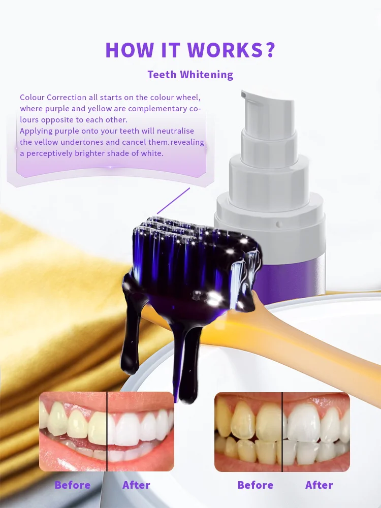 V34 Purple Teeth Blanchiment Toothpaste Color Colour Whitening ...