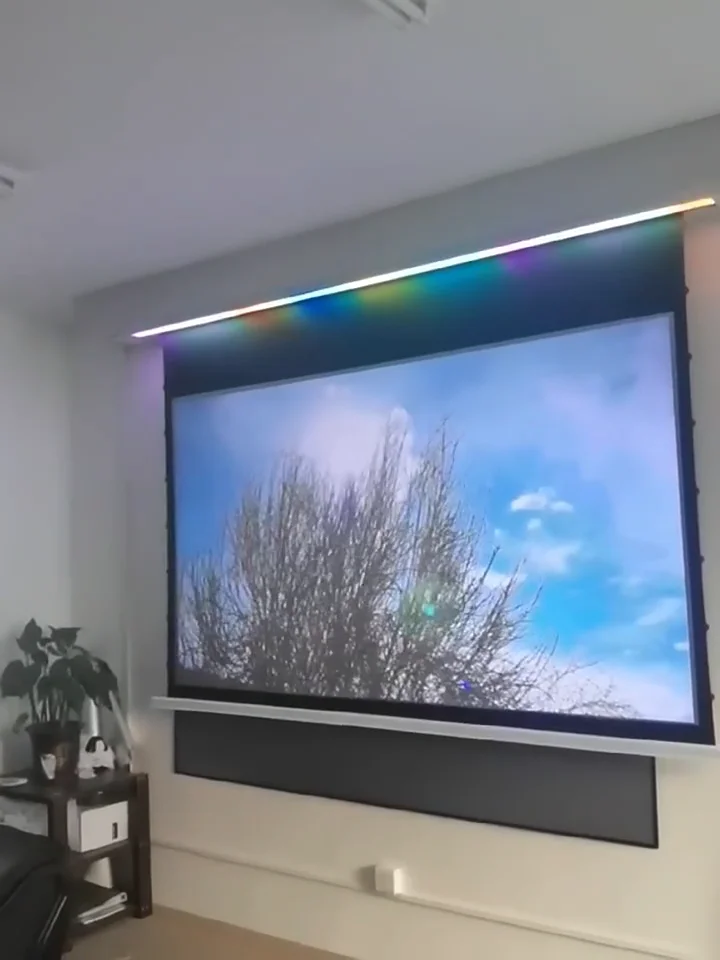 120 Inch Electric Ceiling Recessed Projector Screen Voice Control ...