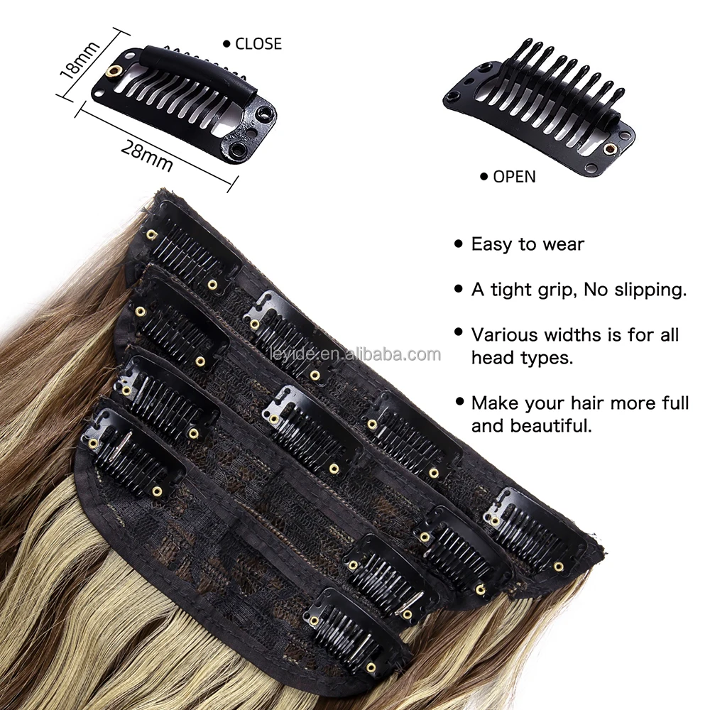 Alileader 11 Clips In Long Wavy Synthetic Hair Piece 4pcs/pack Straight ...