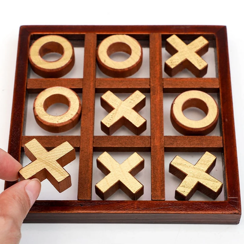 Wooden Crack-free Blocks Family Puzzle Confrontation Xo Game Board Set ...