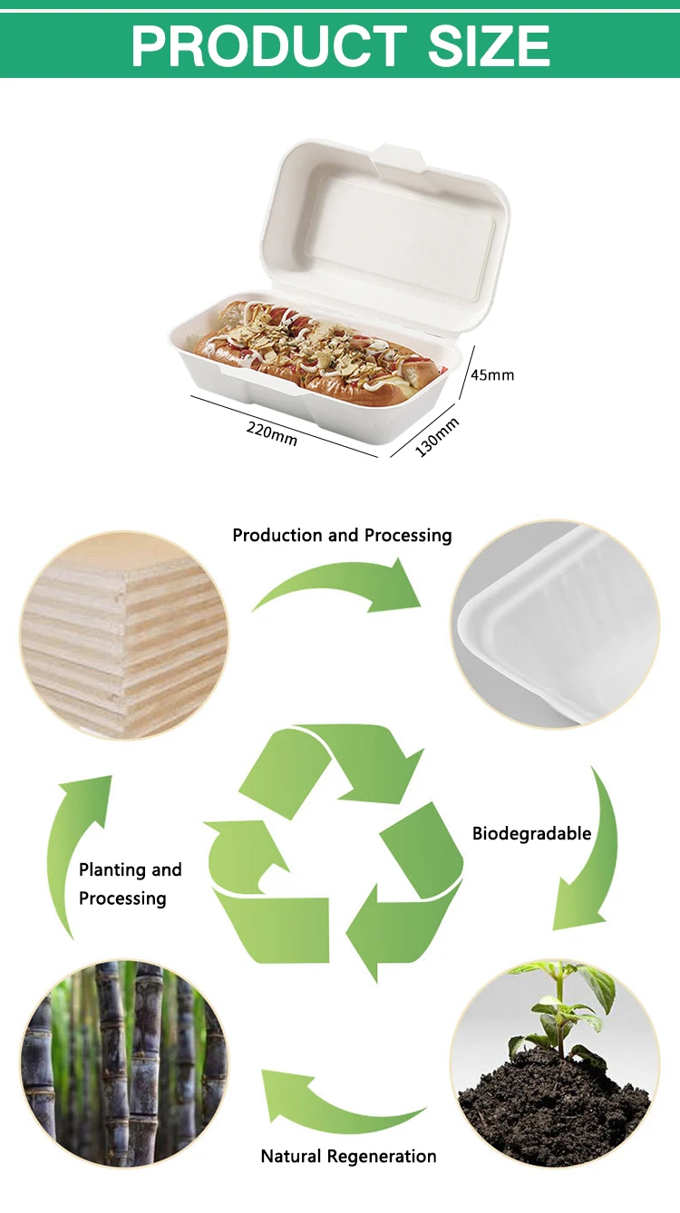 Disposable Sugarcane Clamshell Box Biodegradable Sugarcane Clamshell ...