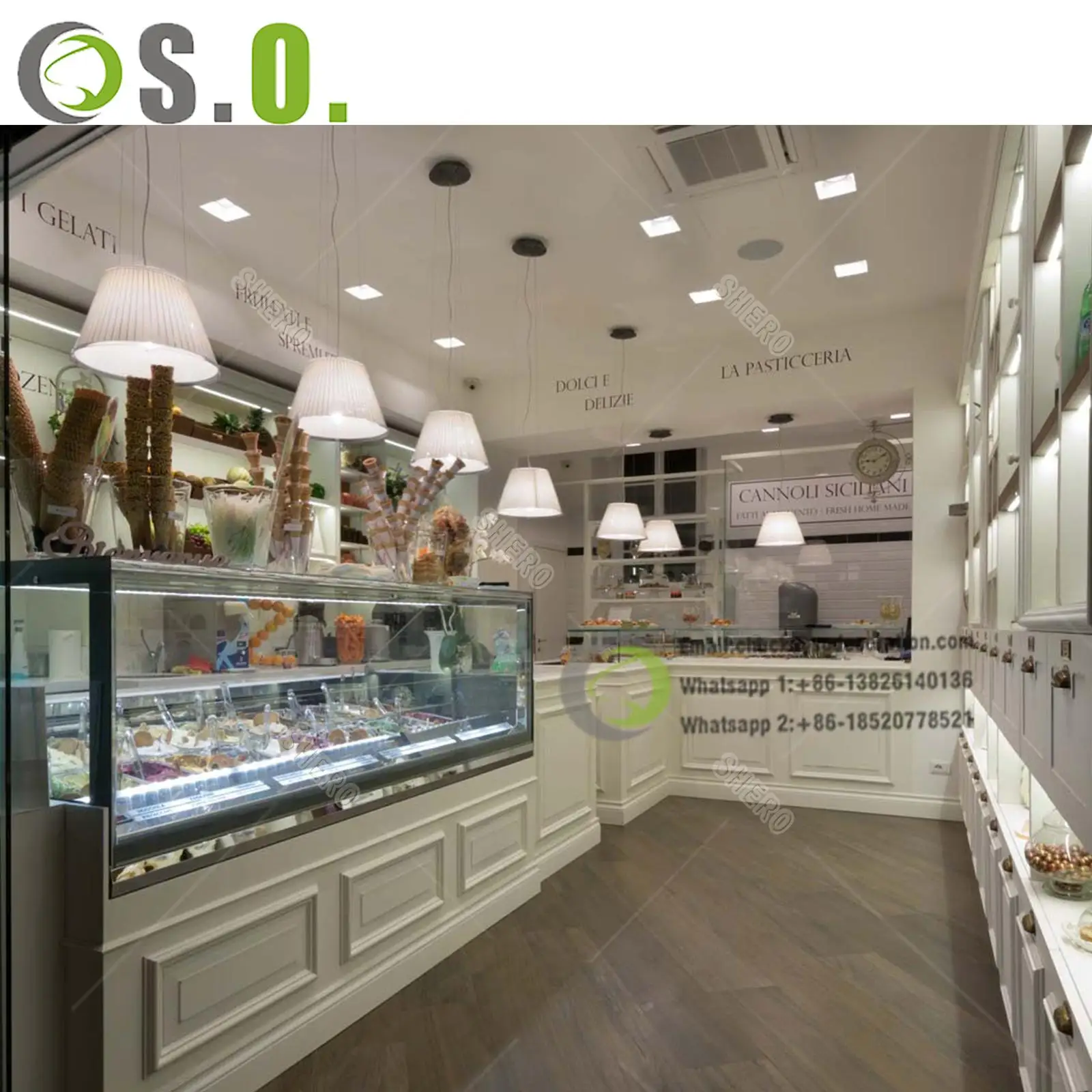 Modern Coffee Shop Interior Design Glass Display Cabinet Fancy Shop ...