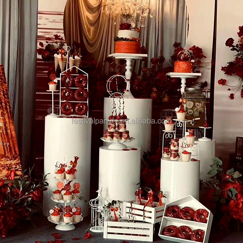 Backdrop Event Cake Plinth Pillar Gold Dessert Stand Wedding Party Prop ...
