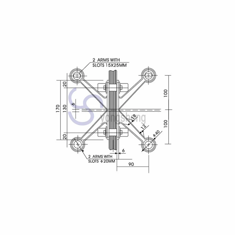 Glass Curtain Wall Spider Facade System by Yongsheng