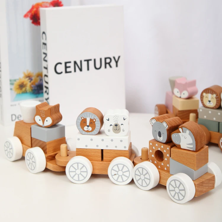 Children Pull Colorful Shape Matching Early Educational Wooden Animal ...