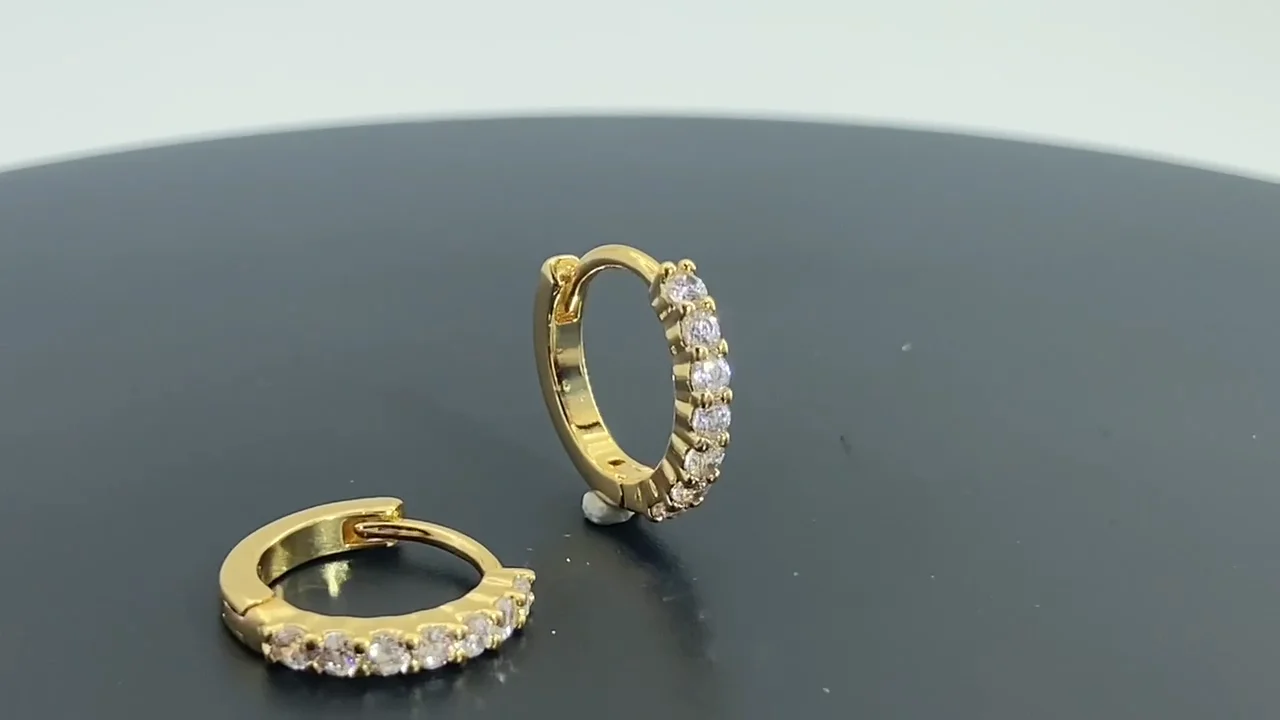Wholesale 18k Gold Plated Small Cubic Zirconia Micro Pave Cz Huggie ...