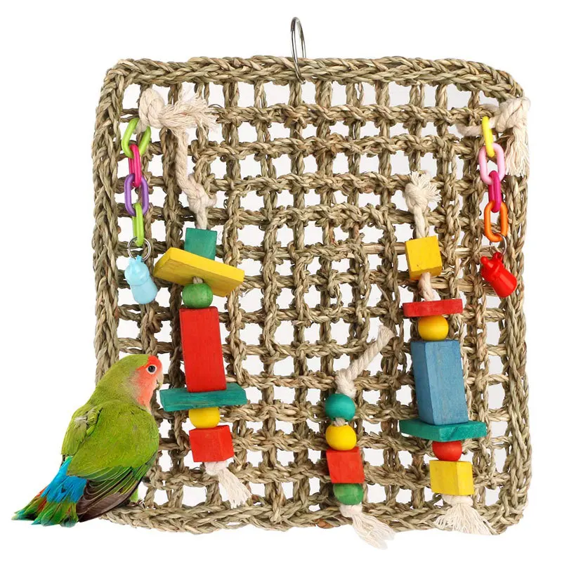 Premium Handmade Grass Woven Climbing Net Bird Toy Parrot Chew Net Toy ...