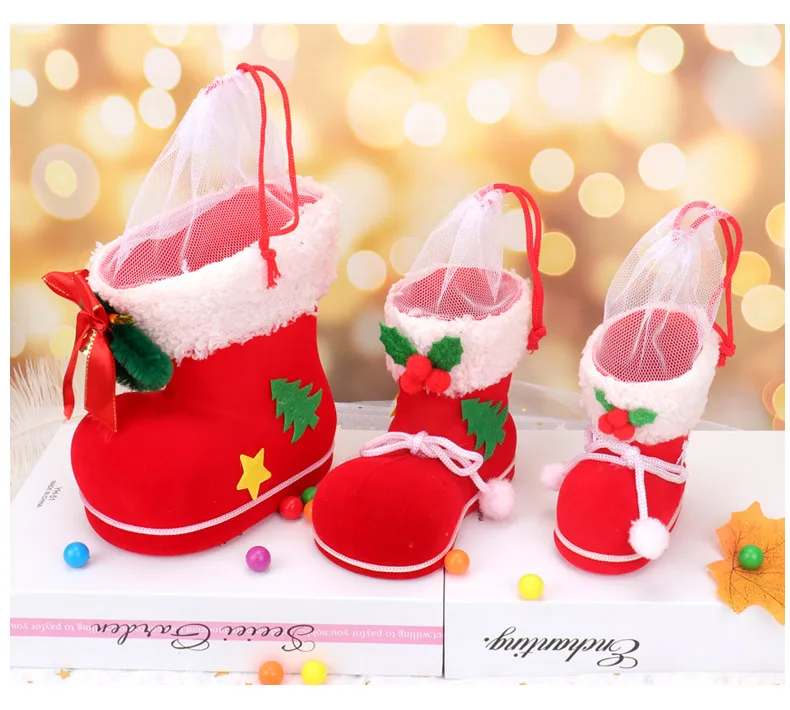 Wholesale Santa Claus Stockings Decorative Candy Gift Box Flocking ...