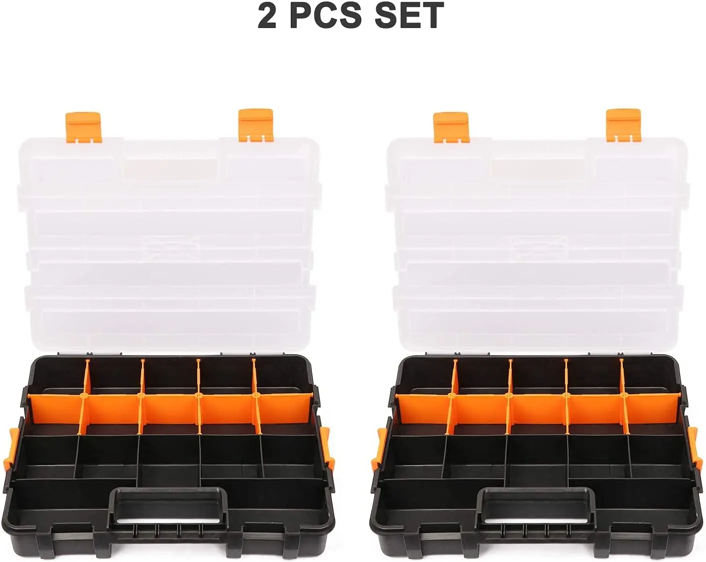 Customizable 34-Compartment Plastic Tool Box Organizer - Double Side ...