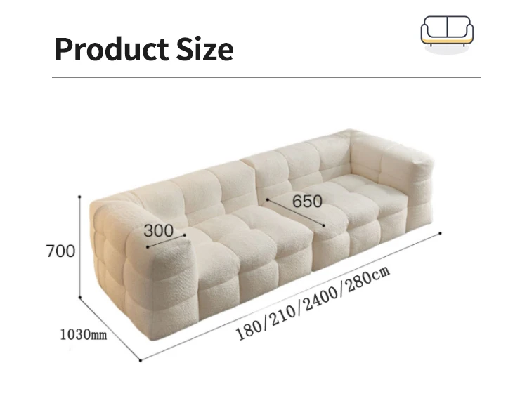 Living Room Sofas - Teddy Lamb Wool Sheepskin Couch