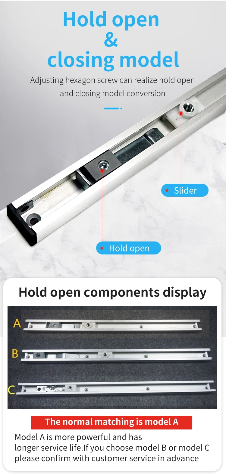 23mm Super Slim Concealed Overhead Two Way Door Closer Hold Open ...