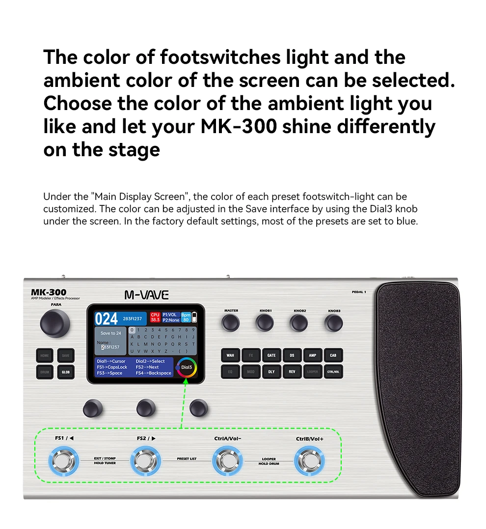 M-VAVE MK-300 Effects 4 Footswitches - Customizable & Durable