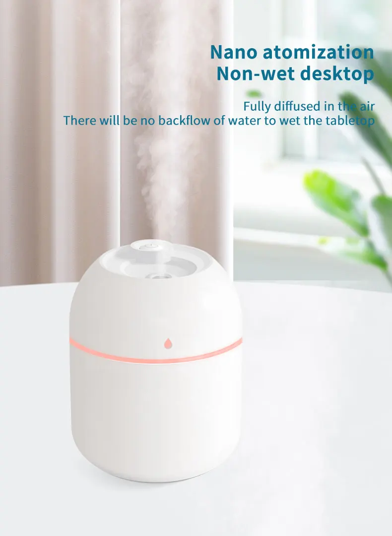 Lafulaifu 220ML Mini Portable LED Night Light Humidifier