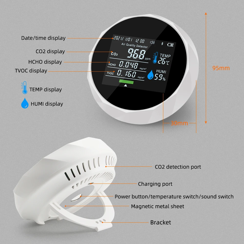 2023 Wall Mounted Co2 Meter Carbon Dioxide Detector Ndir Air Quality ...