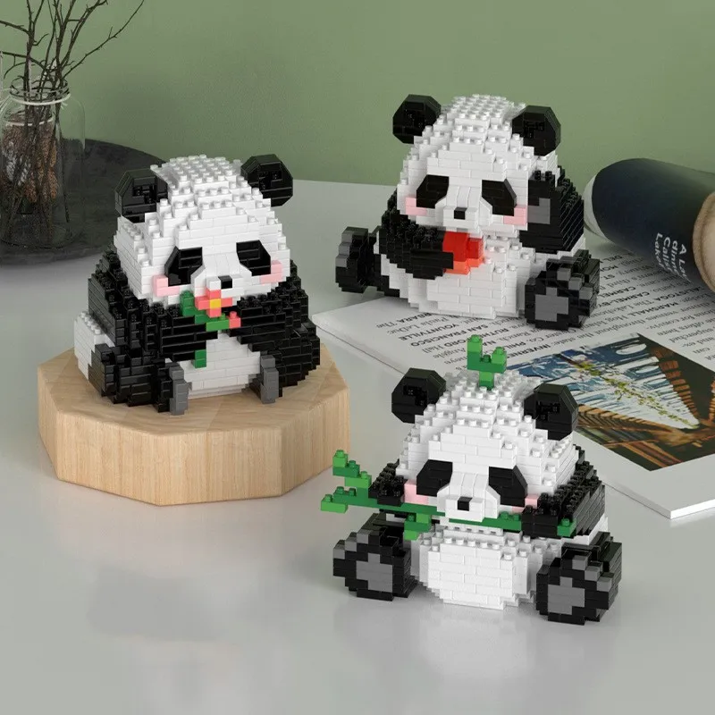 Cute Panda Tiny Particle Blocks Model Building Toys Assembled ...