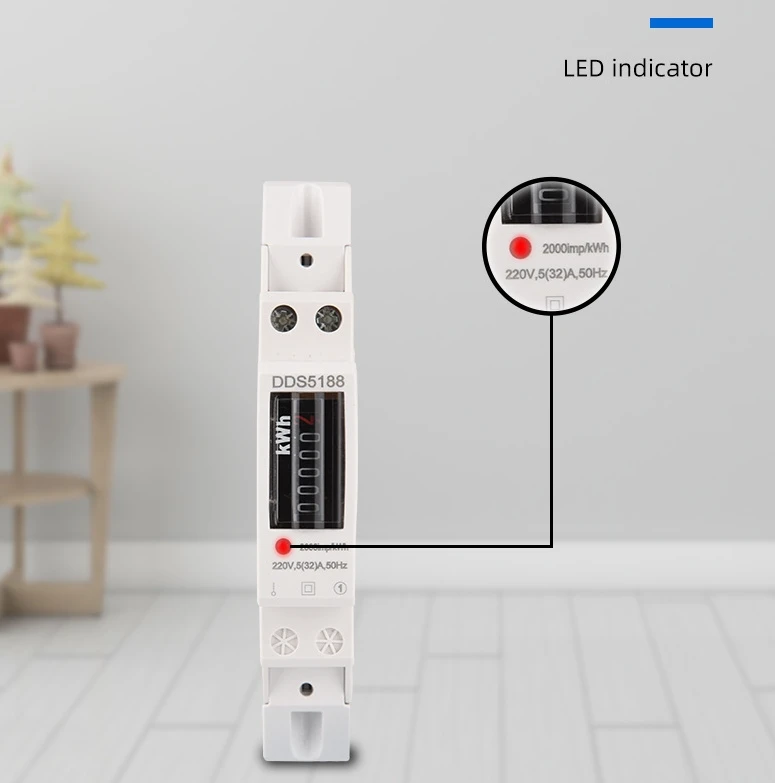 Din Rail Single Phase Energy Power Meter KWH Digital Display 20A 32A ...