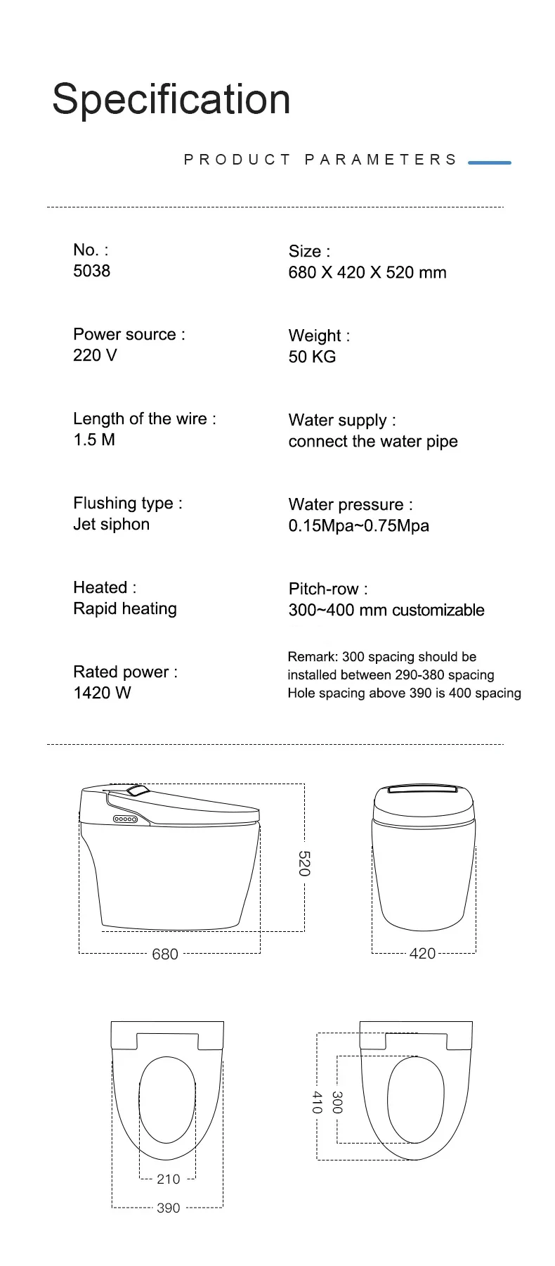 Smart Toilet - Intelligent Wc Commode with Automatic Flush