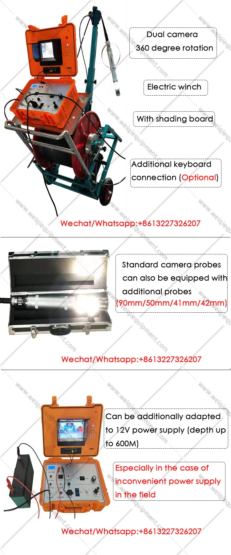 New Easy USE 100- 1200M Water Well Inspection Camera 220V/12V Portable ...