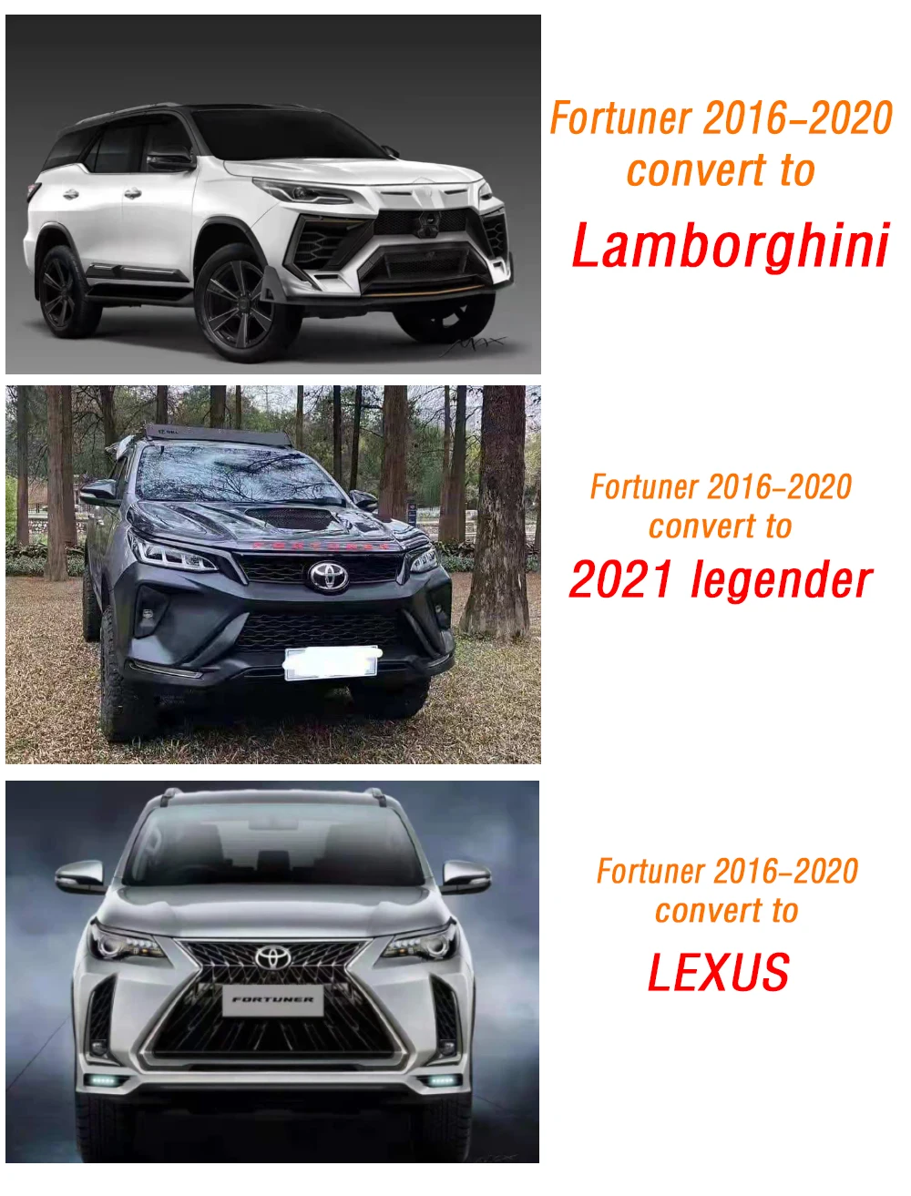 Factory Body Kits For Fortuner 2012-2015 Facelift Upgrade To Lexus 4x4 ...