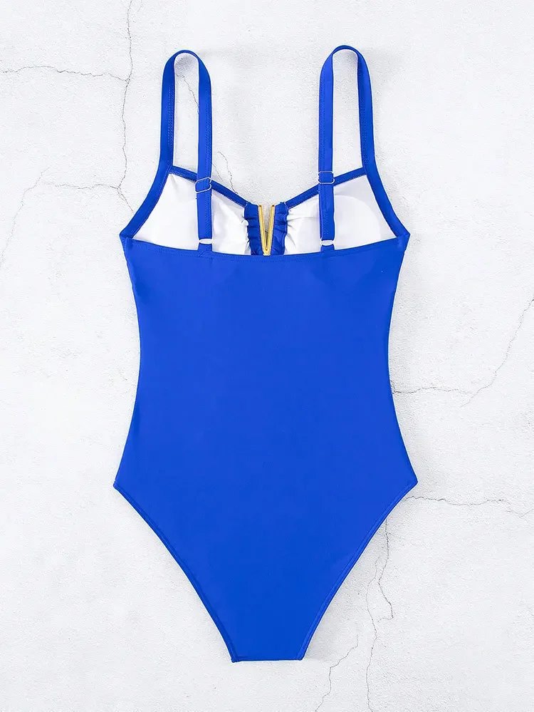 Women One Piece Swimsuit 2024 Summer Ladies Sexy Cut Out Bathing Suits ...
